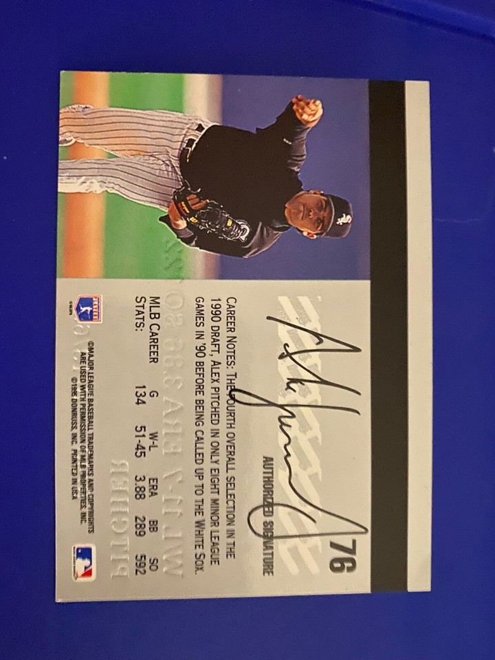 1995 DONRUSS STUDIO ALEX FERNANDEZ WHITE SOX SIGNED AUTOGRAPHED CARD ...