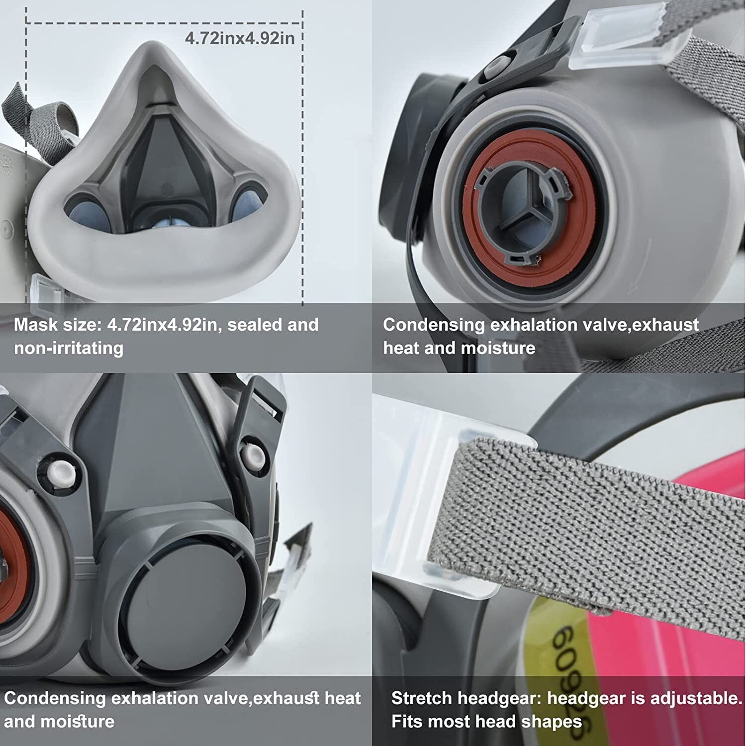 3M 6100 Half Face Respirator Facepiece Mask 2-Multi Gas Vapor P100 ...