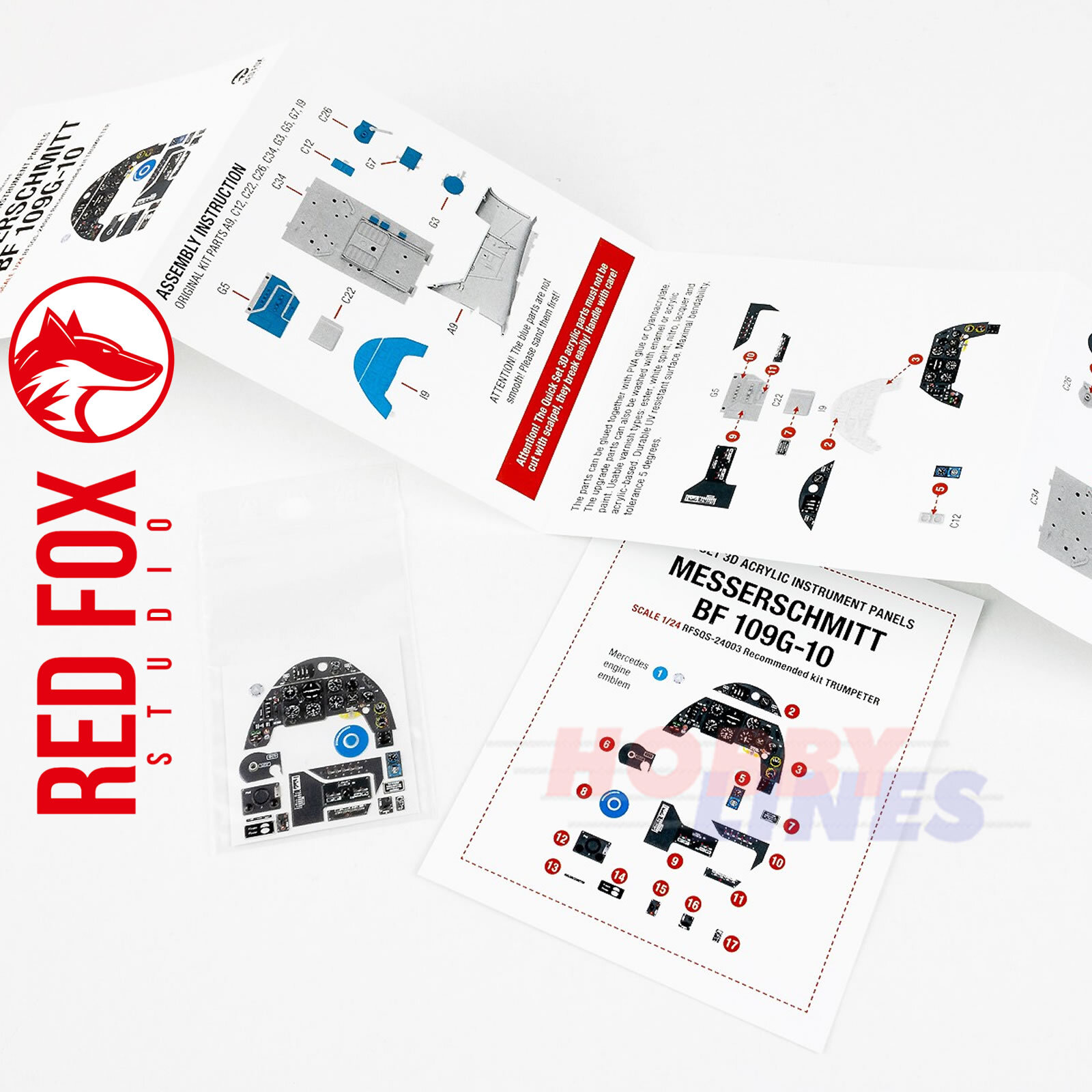 Red Fox Studio 3D Printed Instrument Panel Set TRUMPETER kit 1:24 Decal ...