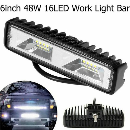 6" INCH 48W IP68 16 LED WORK LIGHT BAR OFFROAD 4WD SUV ATV CAR SPOT ...