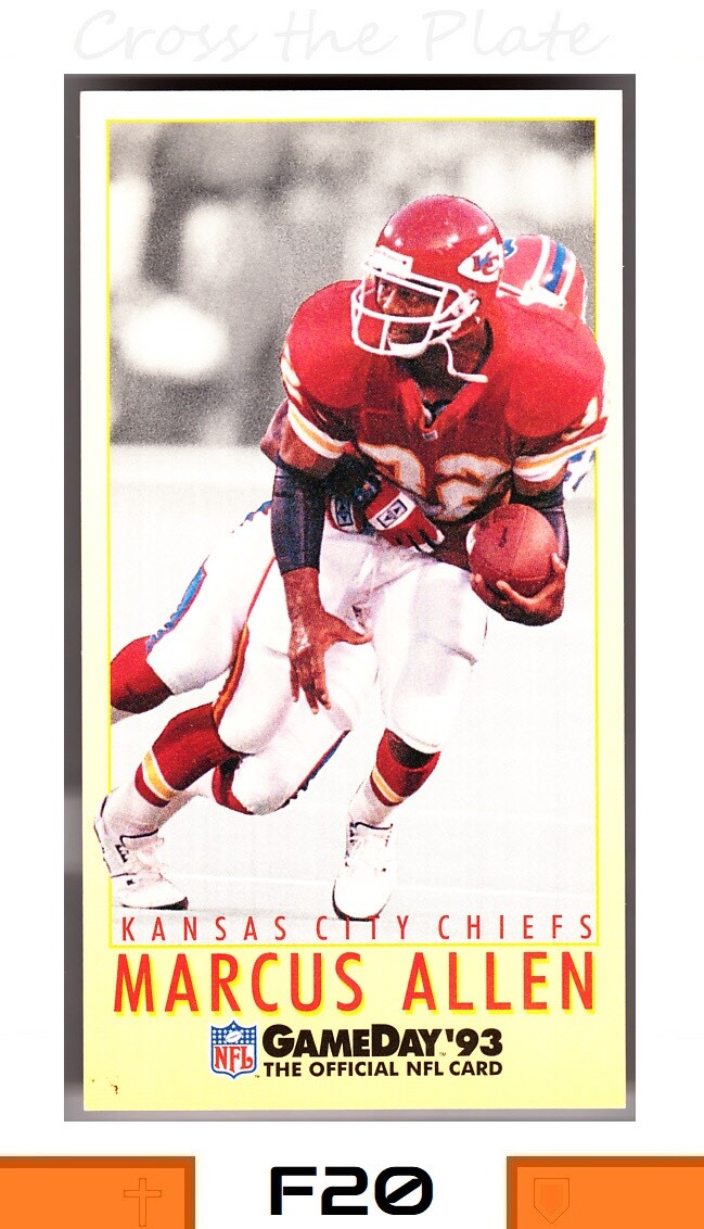 1993 FLEER NFL GAMEDAY '93 TALLBOY MARCUS ALLEN KANSAS CITY CHIEFS CARD ...