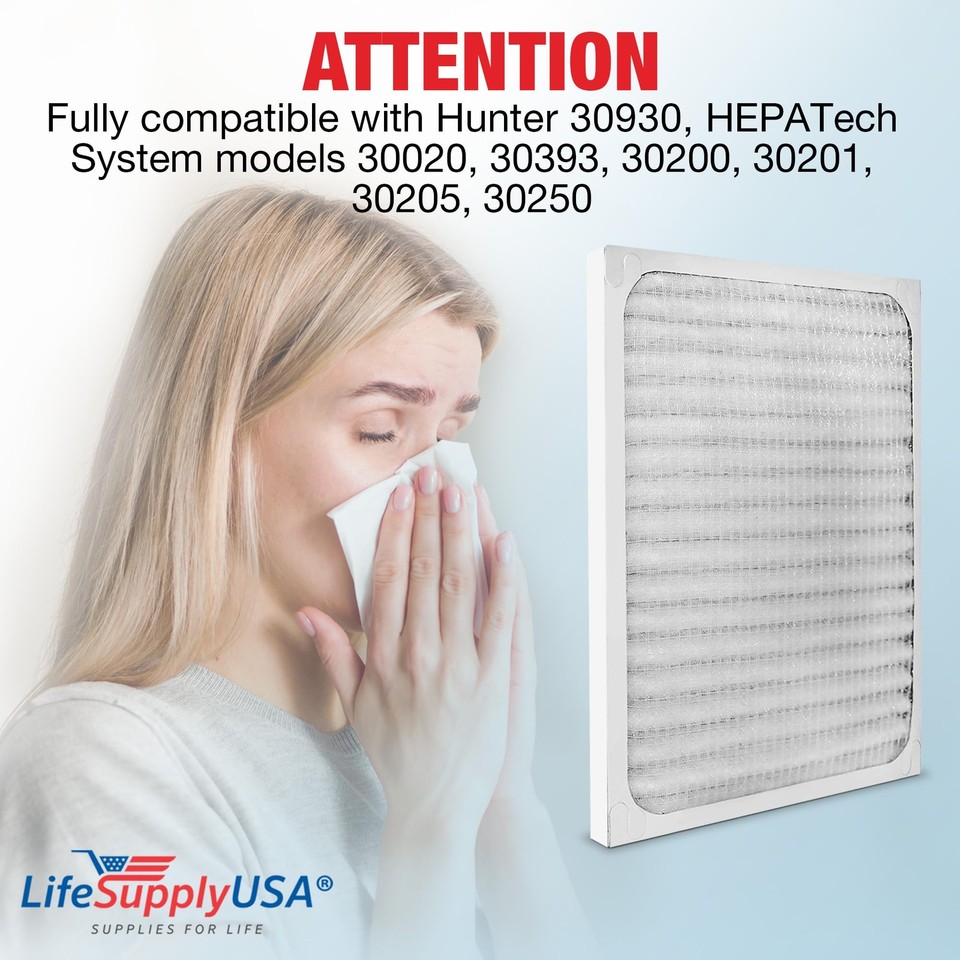 LifeSupplyUSA HEPA Filter Replacement for Hunter 30930 Air Purifier ...