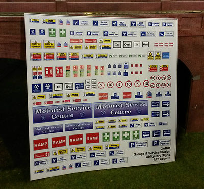 1:76 HO OO 00 Gauge Model Railway Modern Safety Garage Notices Signs ...