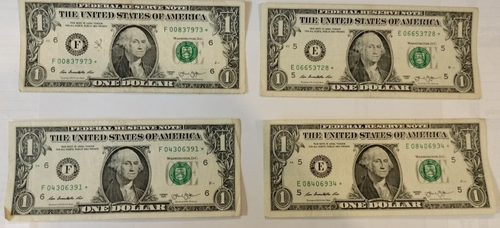 2013-$1 DOLLAR DUPLICATE ERROR STAR NOTE LOT OF 4 REPLACEMENT NOTES | eBay