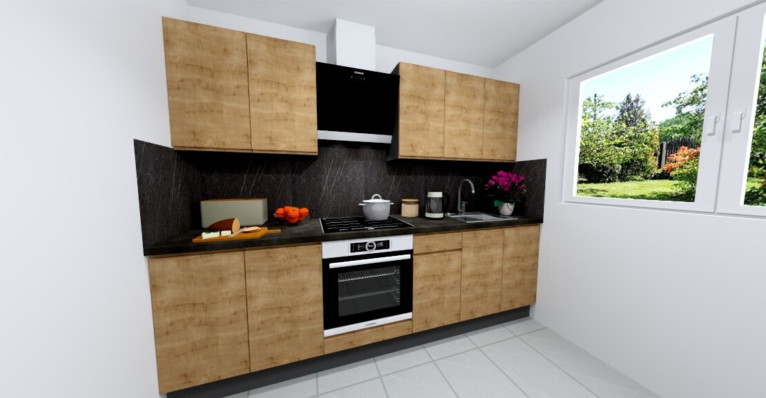 Handleless kitchen units set William, kitchen set, high quality oak ...
