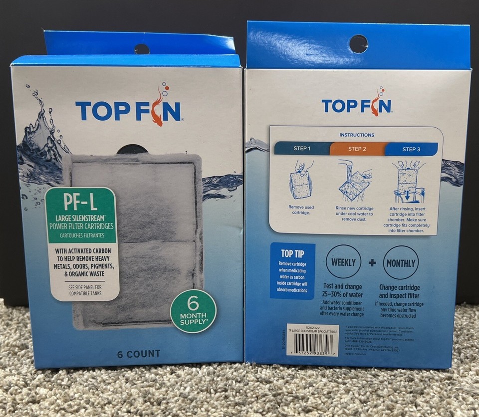 NEW 2x Top Fin PF-L Large Silenstream Power Filter Cartridges 6 count ...
