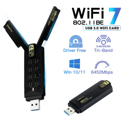 Wi-Fi 7 USB Wifi Adapter RTL8912AU Chip 6500Mbps Wireless USB for Desktop PC | eBay
