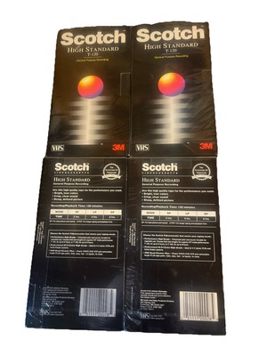 3M VHS Scotch Brand Blank Video Cassette T120 EG Tapes Lot Of 4 Tapes ...