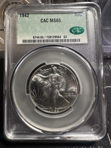 1942 Walking Liberty Half Dollar 50c | CAC Grading MS65 | CAC Green ...