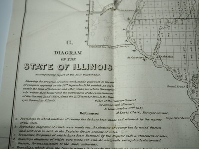 Original Antique Early Illinois General Land Office Survey Map 1852 | eBay