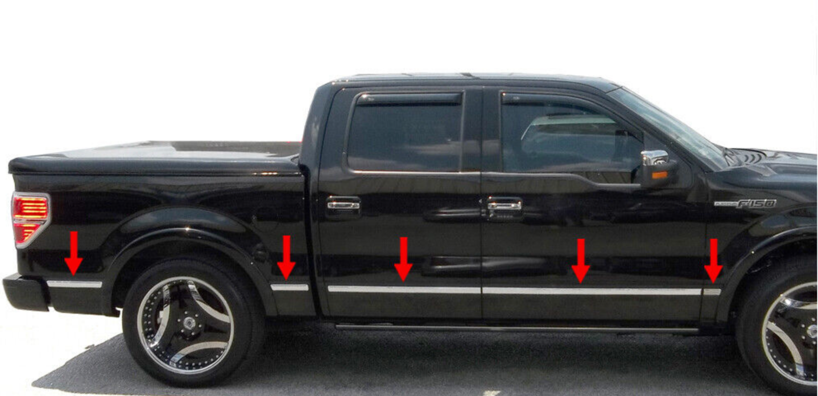 Stainless Body Side Molding Trim 2009-2014 F150 Crew Cab 6.5' bed W ...
