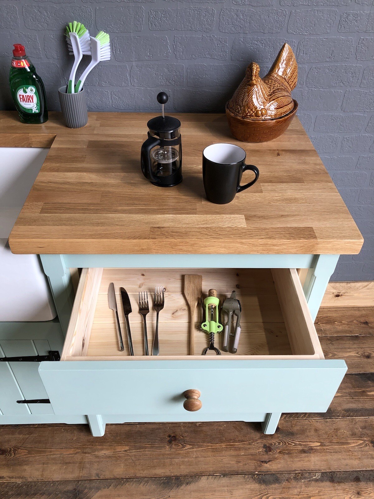 Handmade rustic wooden solid pine freestanding corner Belfast butler ...