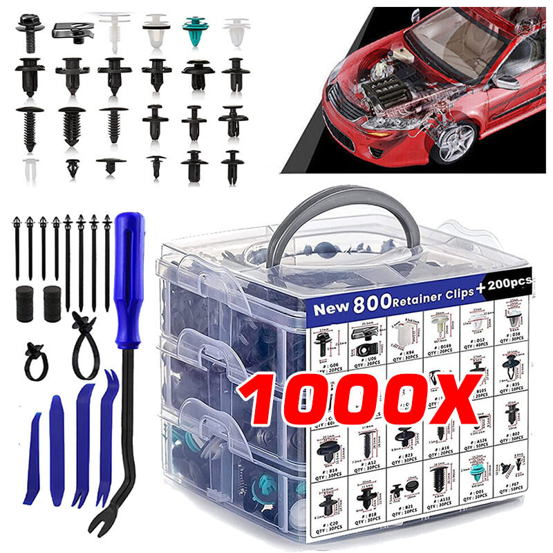 1000PCS Car Retainer Clips Auto Fasteners Push Trim Clips Pin Rivet ...