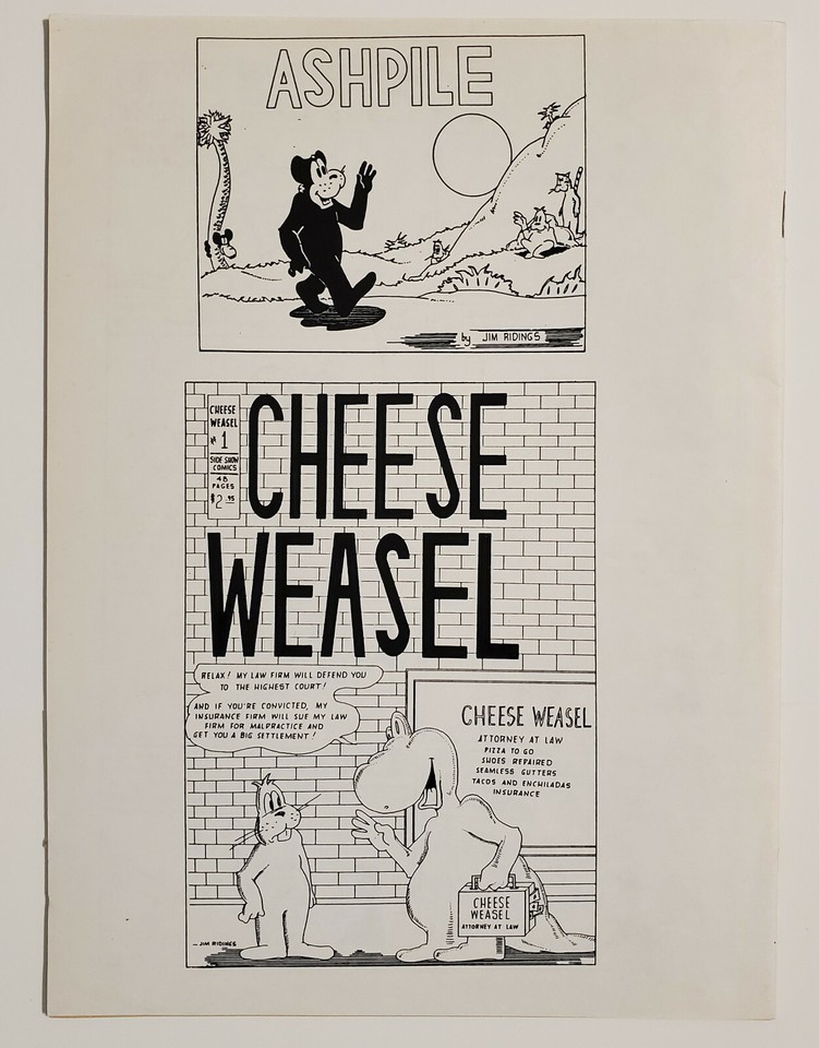 Cheese Weasel #4 (1992, Side Show) VF Jim Ridings B&W Satire Humor | eBay