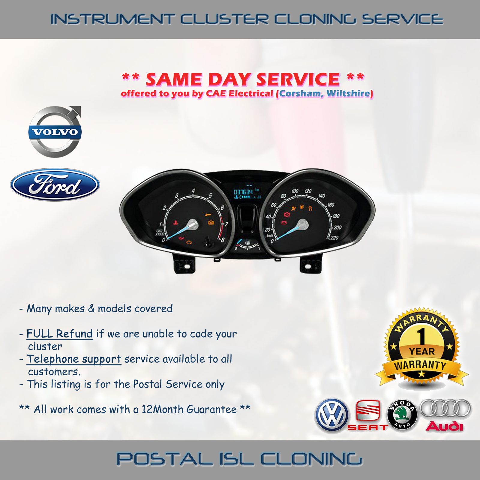 FORD/VOLVO/VAG INSTRUMENT CLUSTER ICL REPAIR/CLONE & DATA TRANSFER ...