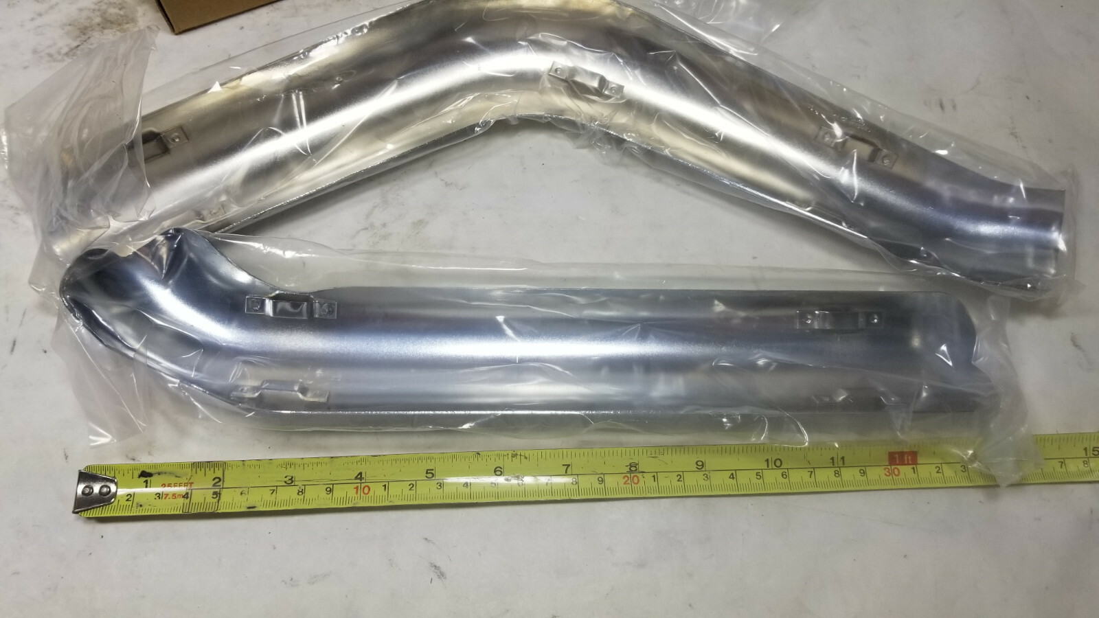 Indian chrome exhaust heat shield kit TWO shields + clamps Chief Scout ...
