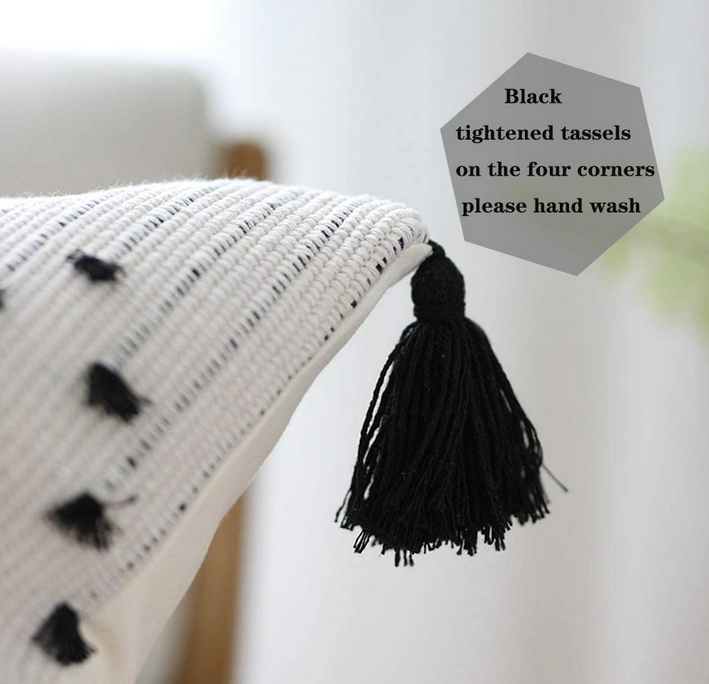 Brand New Boho Tassels Pillow Cover Throw Pillow case Cotton Woven Sofa ...