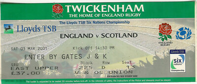 England v Scotland 3 Mar 2001 at Twickenham RUGBY TICKET | eBay UK