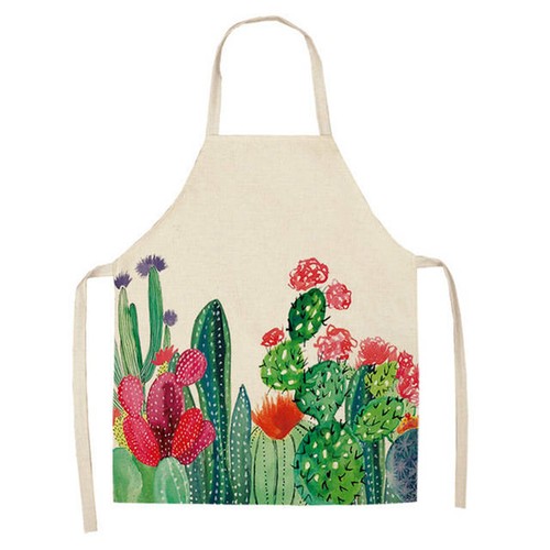 Cooking Bib Waist Tie Dustproof Tropical Cactus Printed Kitchen Apron ...