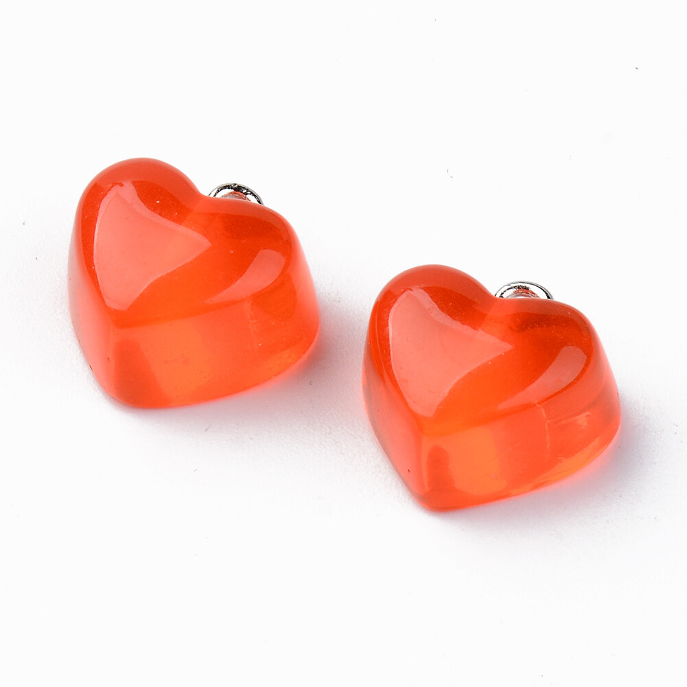 20pcs Transparent Resin Heart Pendants Smooth Mini Dangle Charms Craft ...