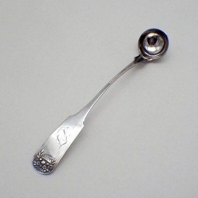 Basket of Flowers Mustard Ladle Coin Silver Gilbert Fowler 1825 NY Mono ...