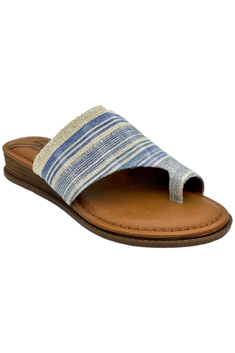 Zodiac Toe-Loop Slide Sandal Giada Blue Striped Linen | eBay