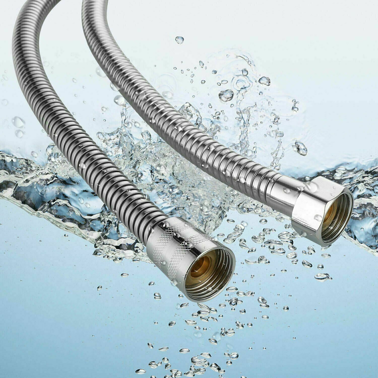 Universal High Turbo Pressure Chrome Shower Head Hose Set Water Saving ...