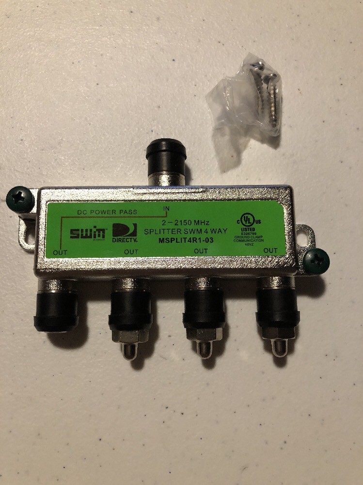 DirecTV 4-Way SWIM Splitter 2-2150MHz MSPLIT4R1-03 SWM Green Label NEW ...