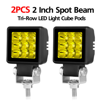 2X 2inch Tri-row LED Lights Cube Pods Spot Driving Fog Lamp Offroad ...