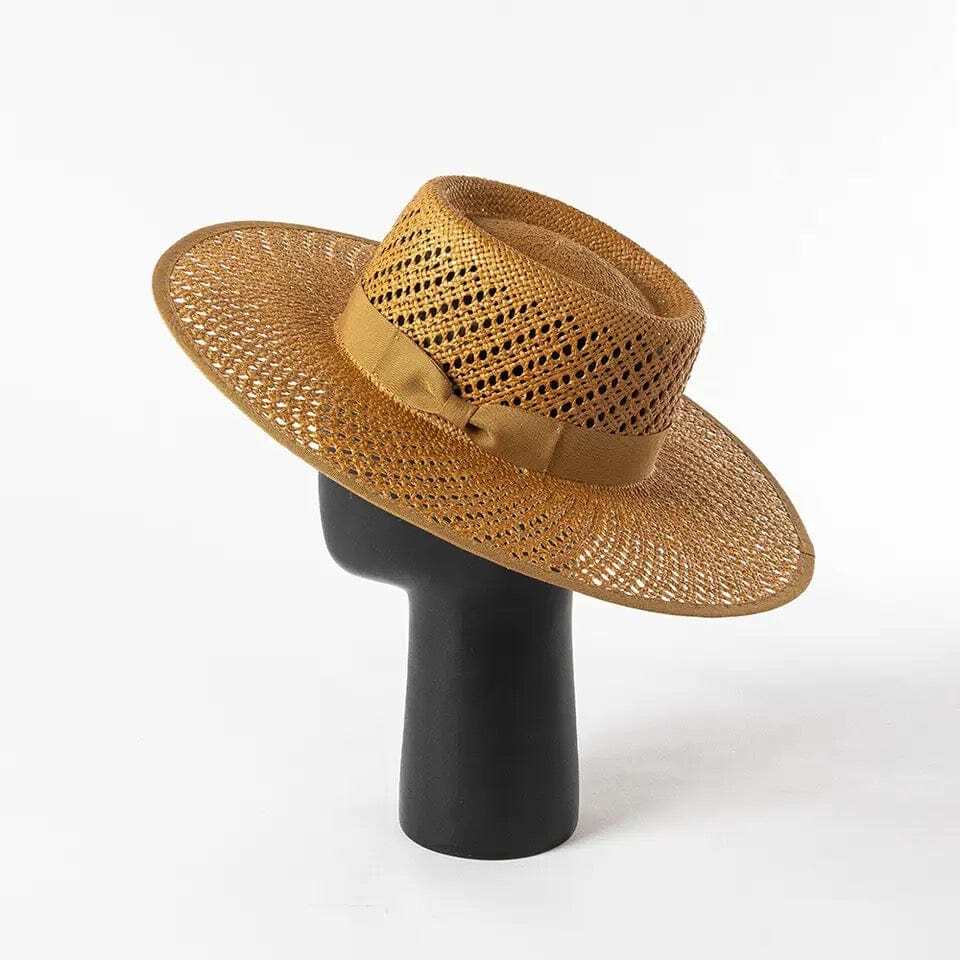 Wide Stiff Brim Straw Hat | eBay