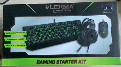 🏯 Lexma Phantom Gaming Starter Kit W/Headset,Mouse and Keyboard Black🆕 ...