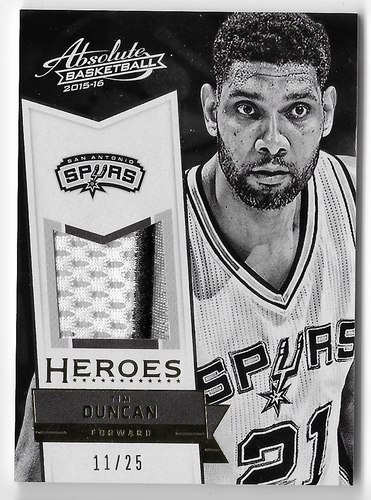 TIM DUNCAN 2015 PANINI ABSOLUTE GAME-WORN PATCH CARD #11/25! | eBay