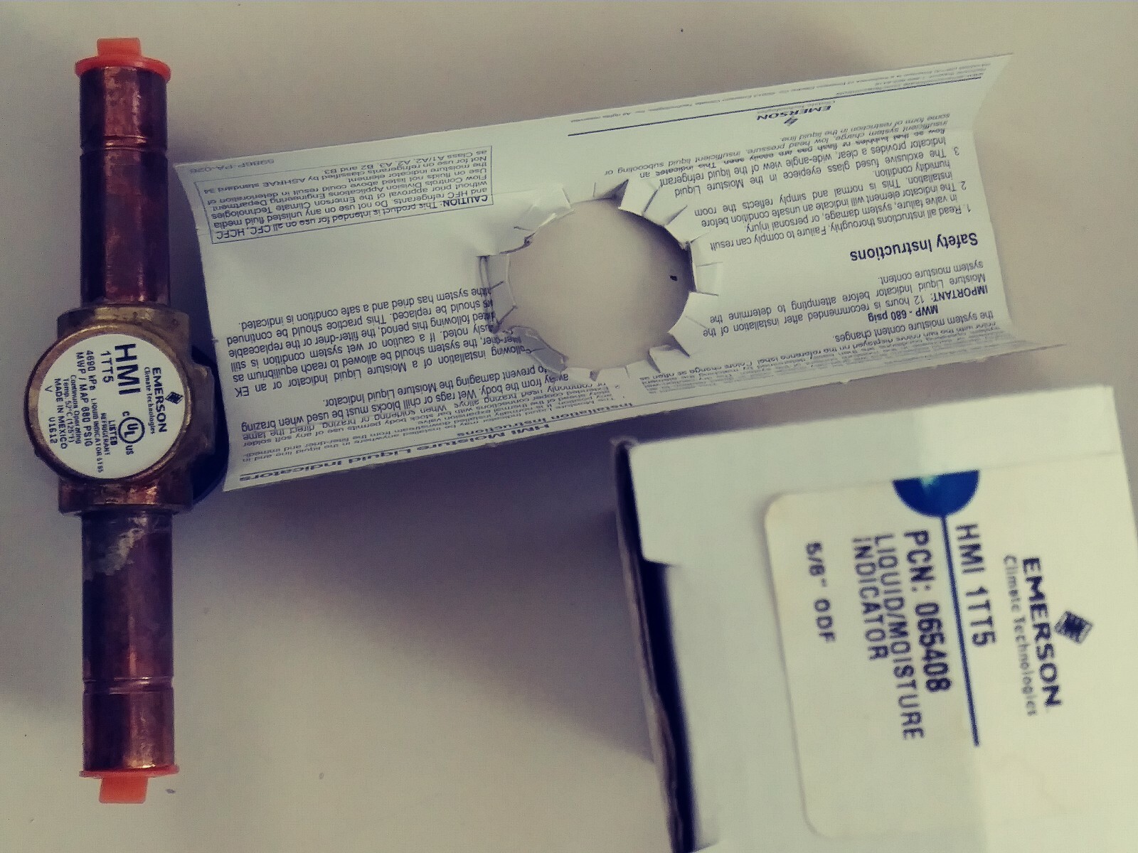 Emerson Climate Technologies HMI 1TT5 Liquid/Moisture Indicator Sight ...