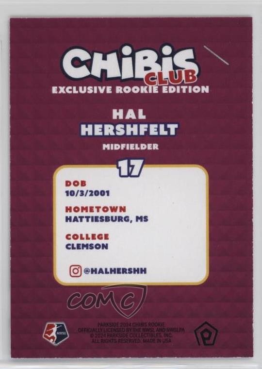 2024 Parkside NWSL Chibis Club Exclusive Rookie Edition Hal Hershfelt ...