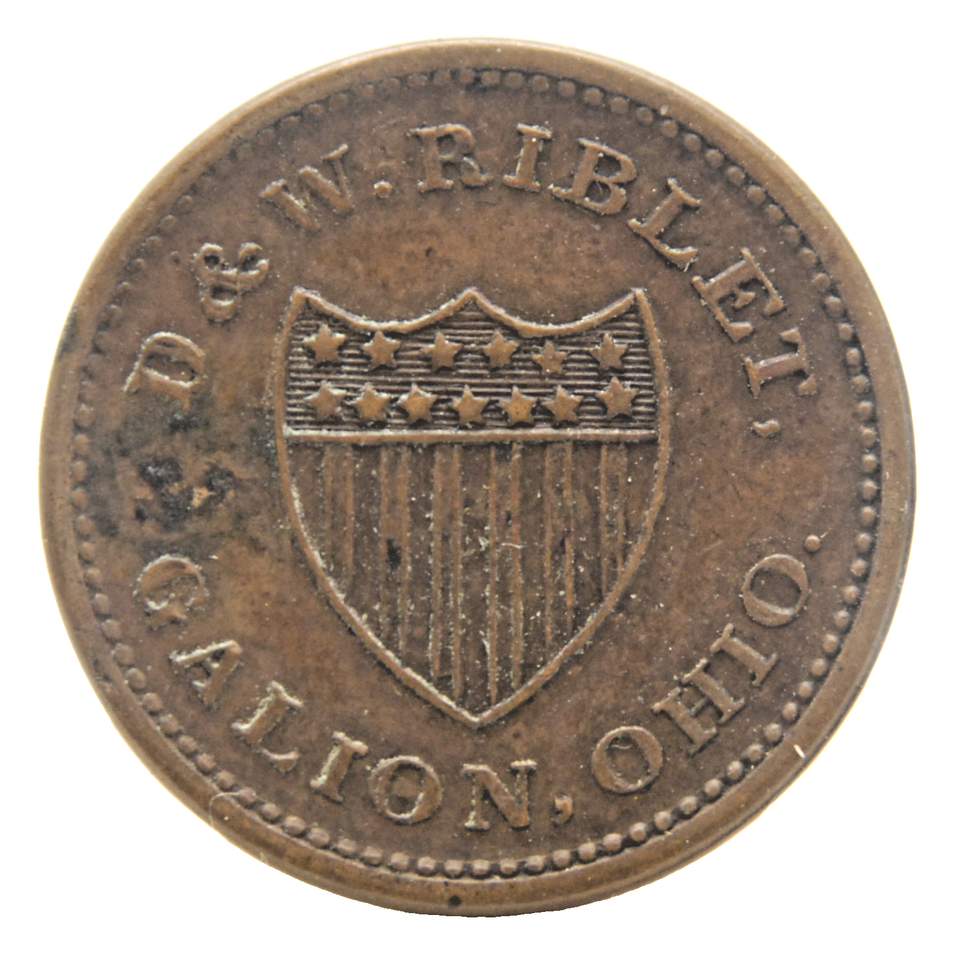 1861-1864 CIVIL WAR TOKEN D&W RIBLET, GALION, OHIO HARDWARE, IRON ...