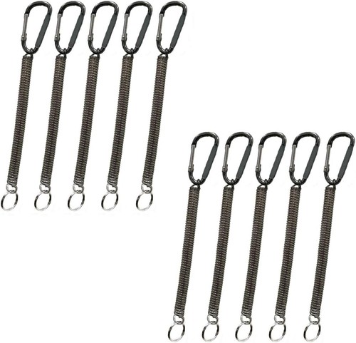 Coiled Lanyard Spring Coil Cord Keychain for Fishing Rod Tool Gray ...