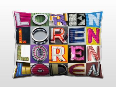 Personalized Pillow featuring the name LOREN in photos of actual sign ...