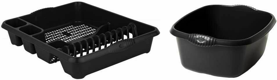 Washing up Bowl and Large Dish Drainer Rectangular Basin Rack Plate ...