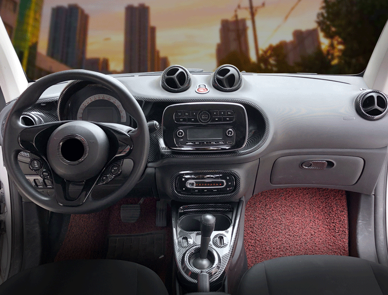 Carbon Fiber Central Console Dashboard Panel Trim Fit For Smart Fortwo ...