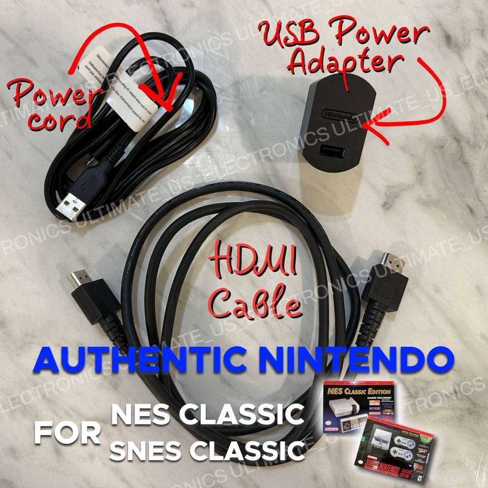 Official Nintendo OEM SNES/NES Classic Mini USB AC Power Adapter HDMI ...