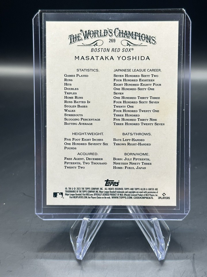 2023 Topps Allen & Ginter MASATAKA YOSHIDA RC Silver Portrait Hot Box ...