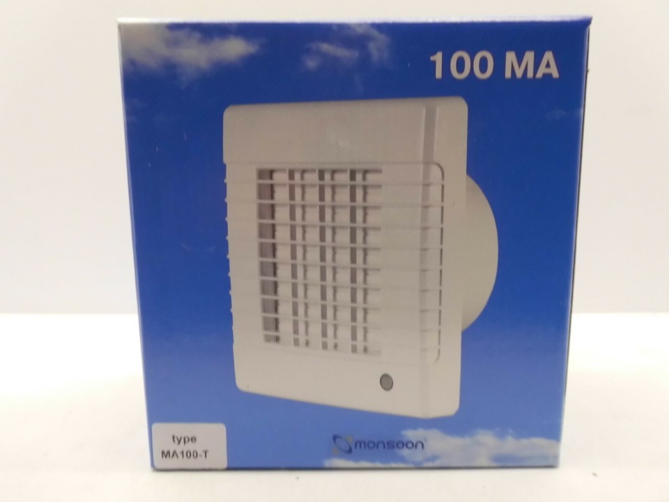 MONSOON MA100-T 4" 100MM AUTO SHUTTER EXTRACTOR FAN BATHROOM KITCHEN ...