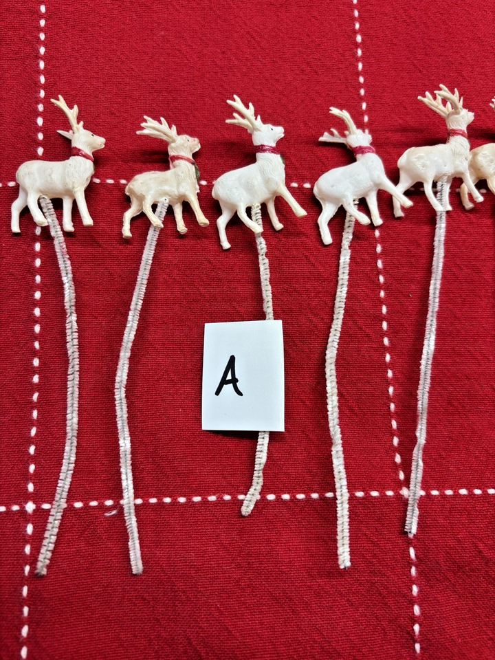Vintage Christmas Reindeer Tie Ons Picks Chenille Pipe Cleaner - Lot of ...