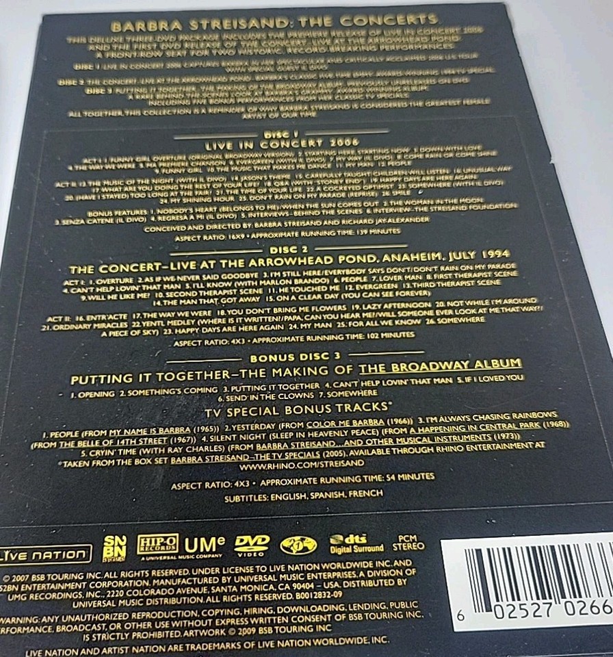 Lot of 5 Barbara Streisand DVD's Movies Concerts Documentary Fan Lot | eBay