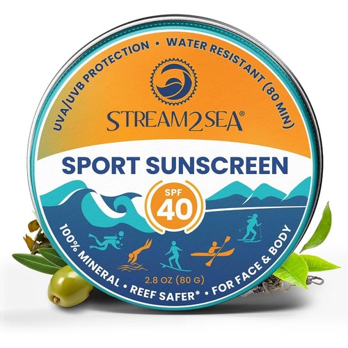 STREAM2SEA Sunscreen Balm in Tin SPF40 Reef Safe Mineral Sunscreen Unscented | eBay