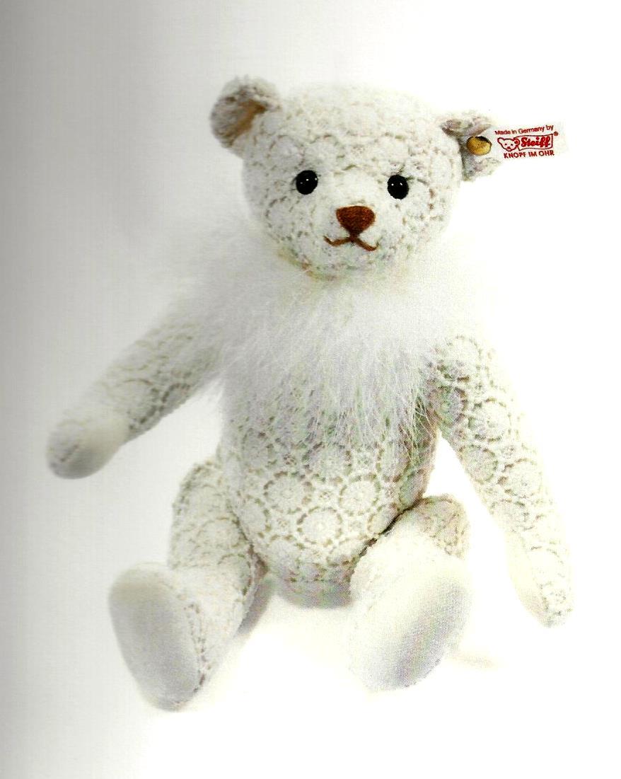 STEIFF "CHANTILLY TEDDY BEAR " EAN 035258 WHITE COTTON LACE BEAR ...
