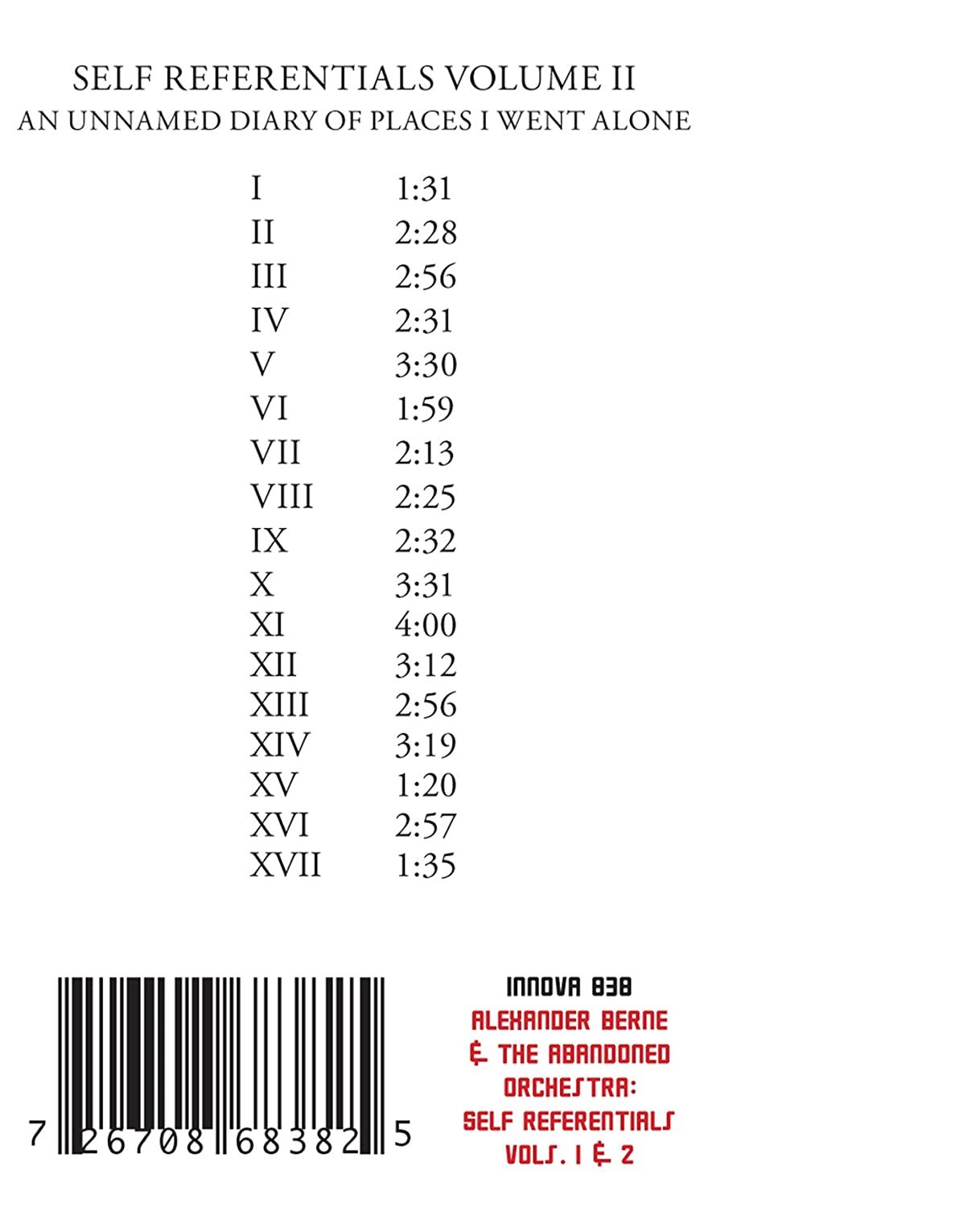 BERNE,ALEXANDER Self Referentials 1 & 2 (CD) (US IMPORT) 726708683825 ...