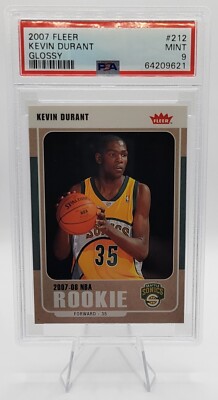 2007-08 Fleer Kevin Durant Glossy Rookie RC SP PSA 9 MINT Supersonics ...