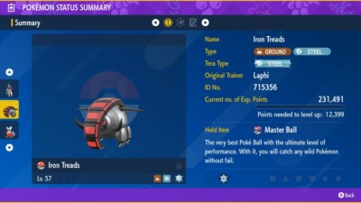 Non-Shiny Iron Treads 6IV Lv. 54 Adamant Donphan Paradox Pokemon ...