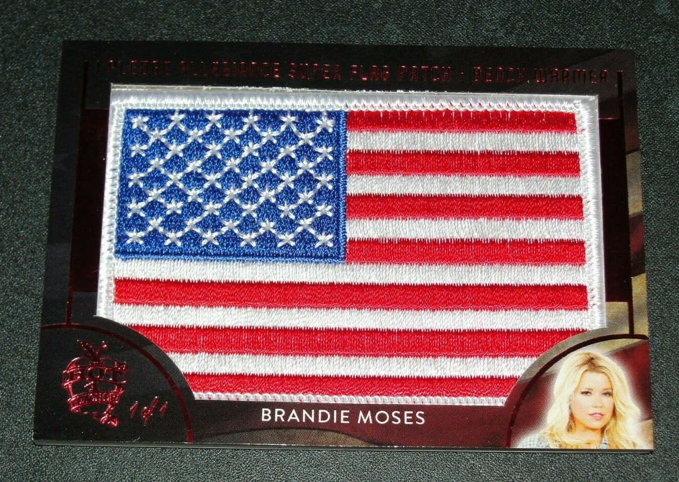 2018 Benchwarmer BRANDIE MOSES Hot For Teacher PLEDGE US FLAG Red #1/1 ...
